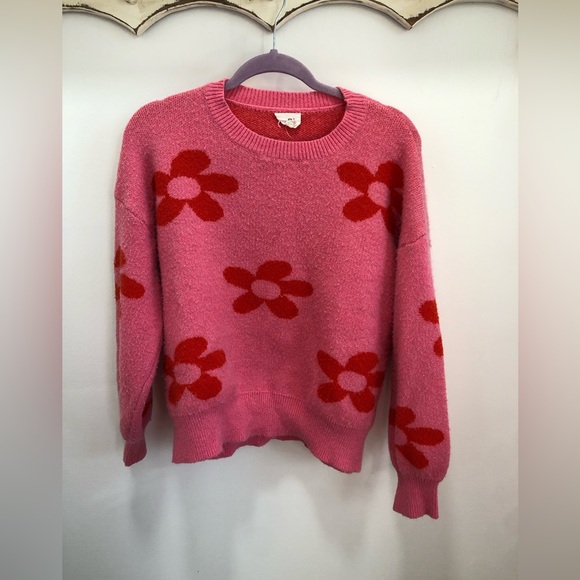 BiBi | Sweaters | Bibi Pink Red Floral Sweater Top | Poshmark